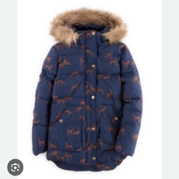 Boden | Jackets & Coats | Boden Puffer Jacket Blue Down Feather Deer ...
